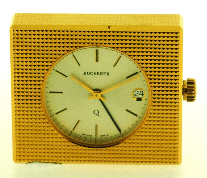 #5591 Bucherer gold plated travel alarm 1970's vintage - A Trebor's ...